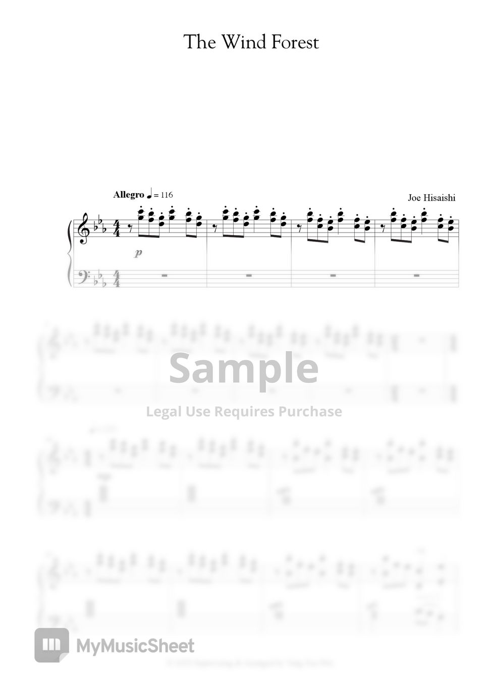 久石譲 - The Wind Forest (原典版) 악보 by 楊思緯
