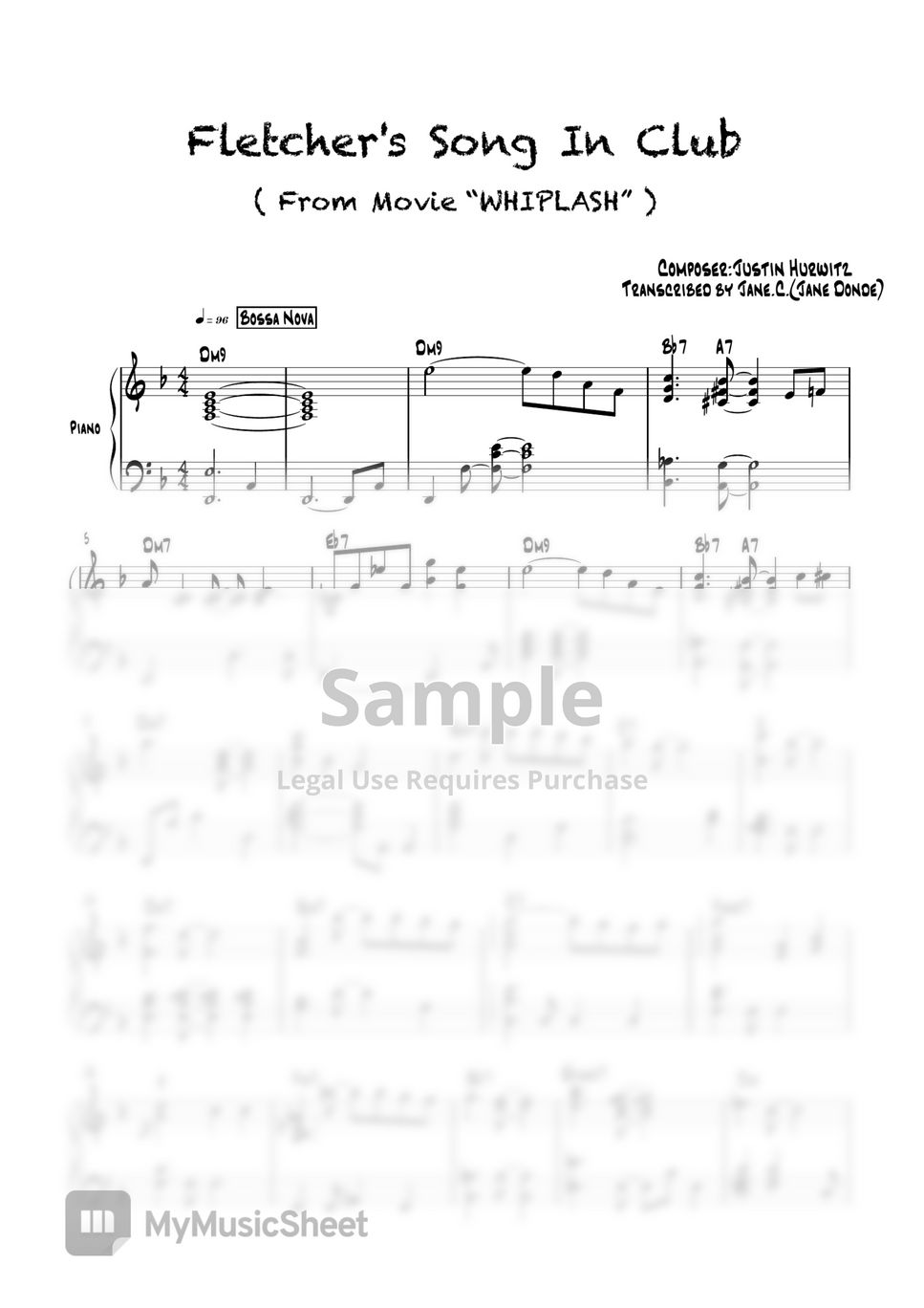 "WHIPLASH"-OST. - “Fletcher’s Song In Club” Ноты by Jane.C.(Jane Donde)