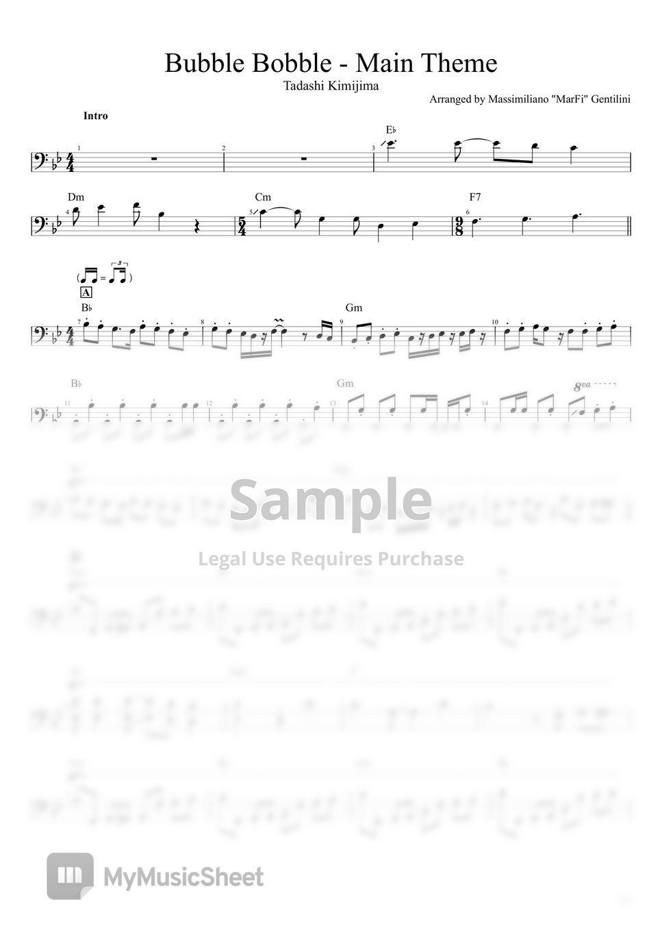 Tadashi Kimijima - Bubble bobble main theme Sheet Music by Massimiliano ...