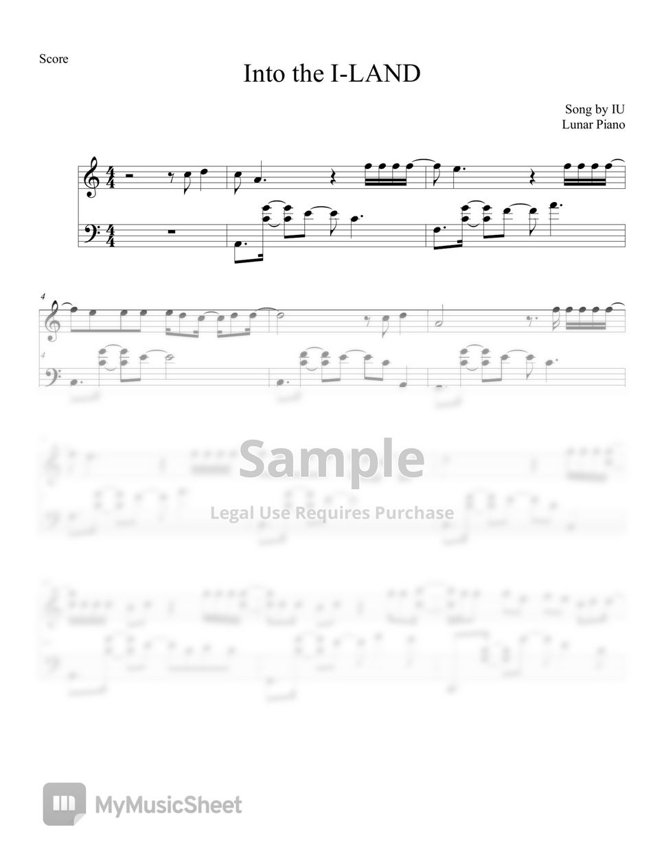 IU - Into the I-LAND Sheet Music by Lunar Piano