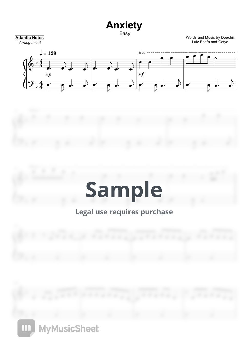 Doechii - Anxiety Sheet Music by Atlantic Notes