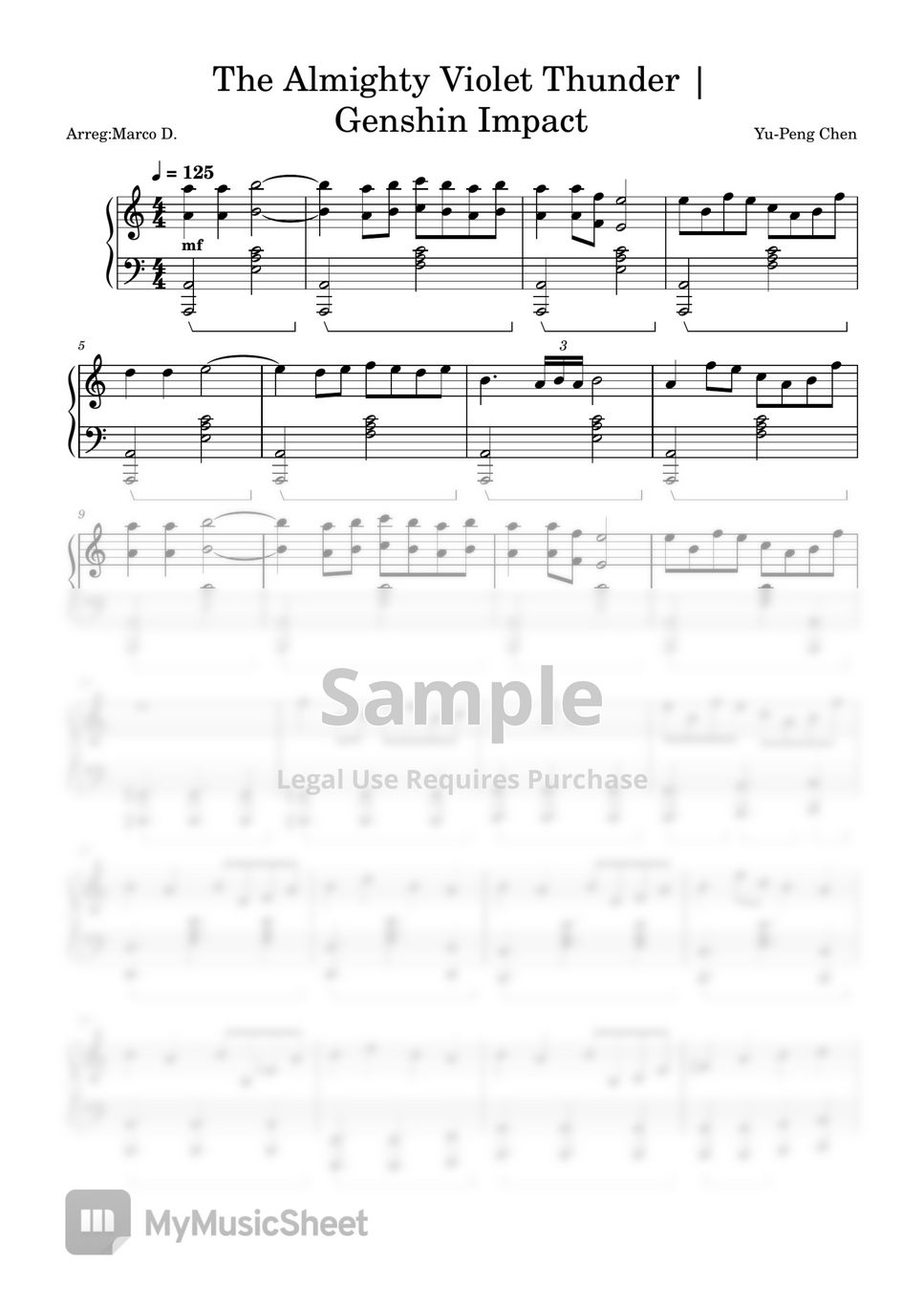 Yu-Peng Chen - The Almighty Violet Thunder Sheet Music by Marco D.