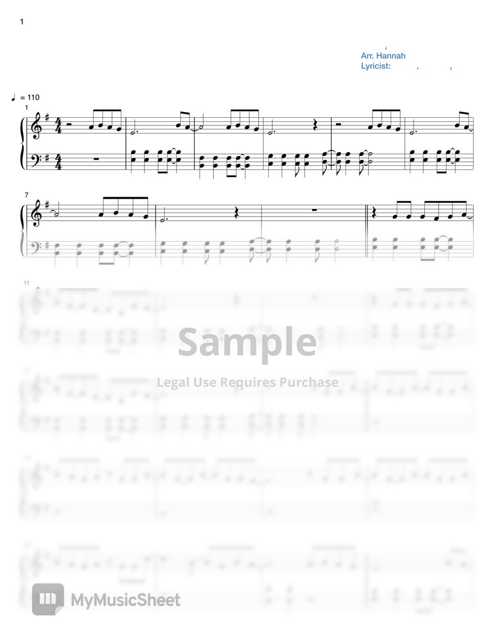 선미 - 열이 올라요Heart Burn (easy / short / Ekey / Gkey) Sheet Music by Hannah