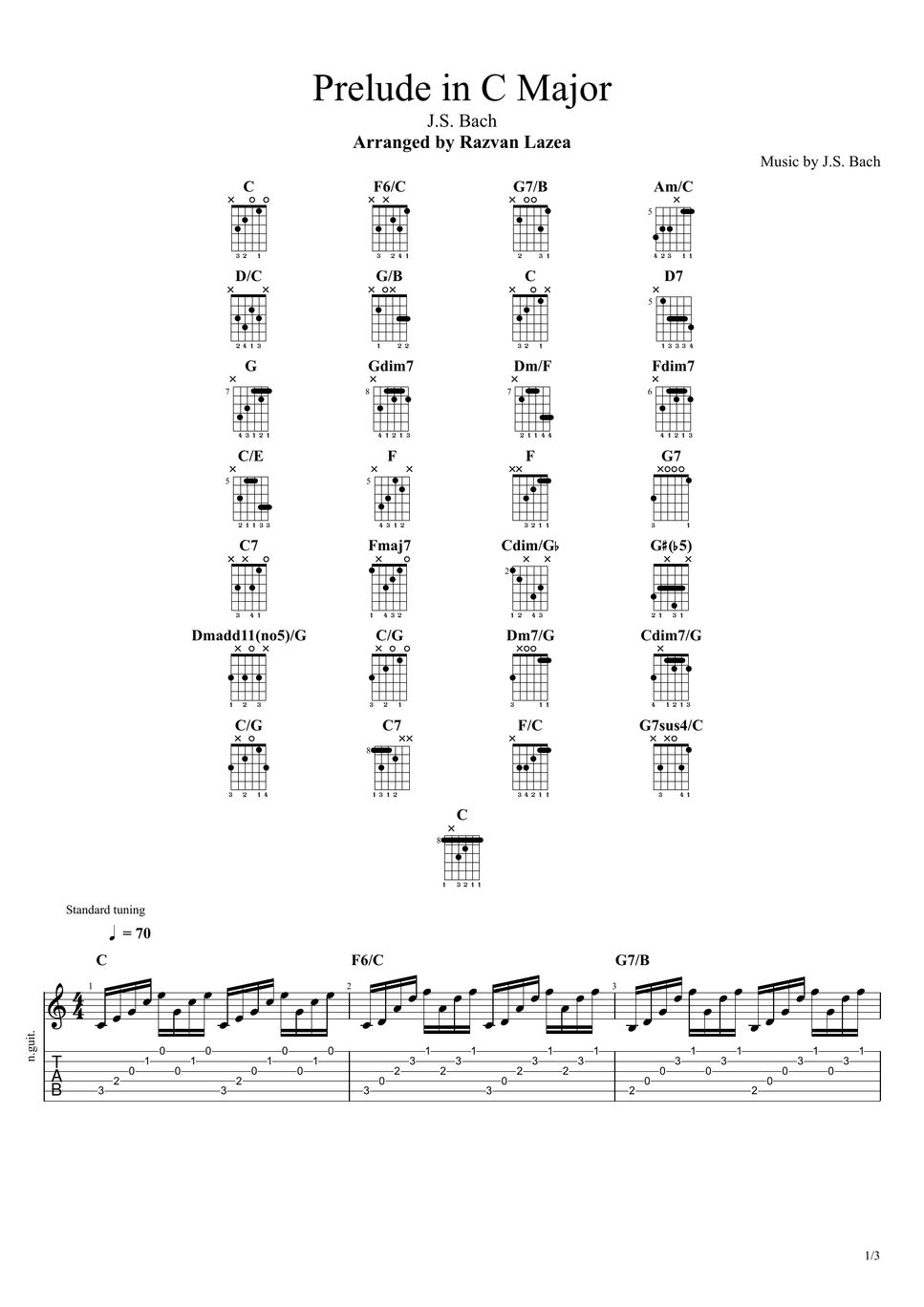 J. S. Bach - Prelude in C major (Fingerstyle) Hoja