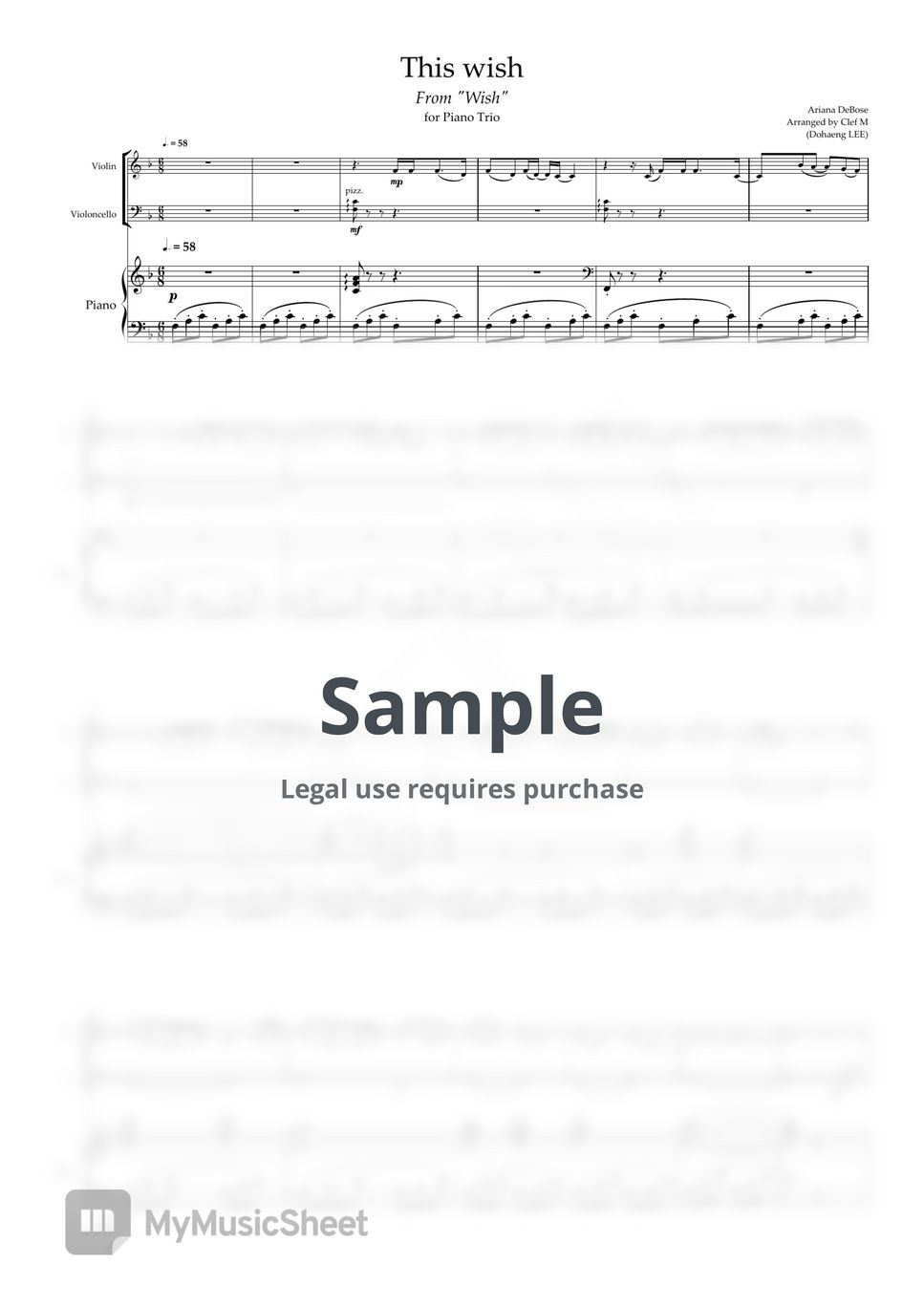 Benjamin Rice, JP Saxe, Julia Michaels - This Wish (for Piano Trio ...