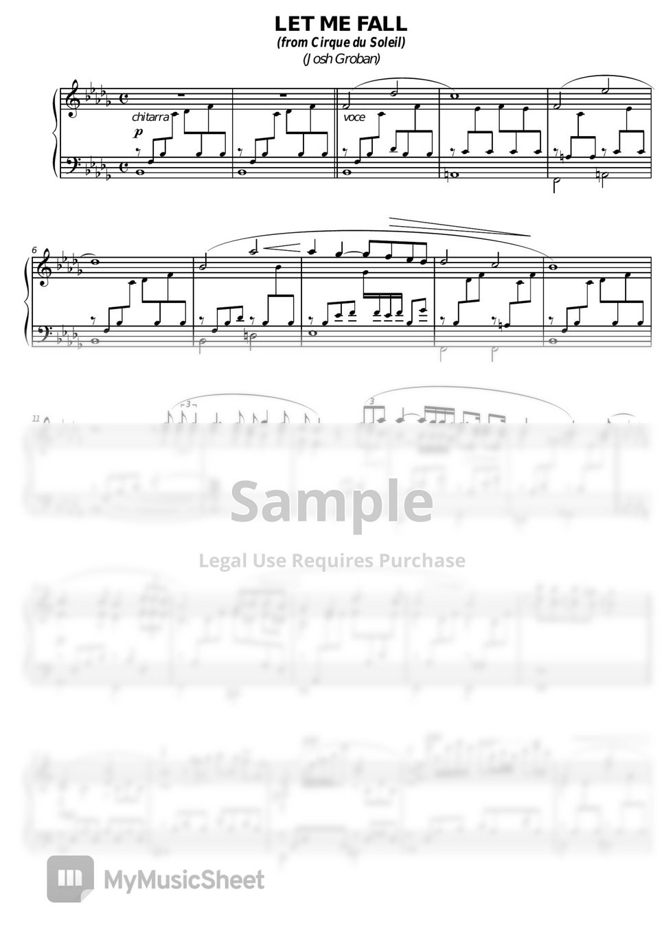 Josh Groban - Let me fall Sheets