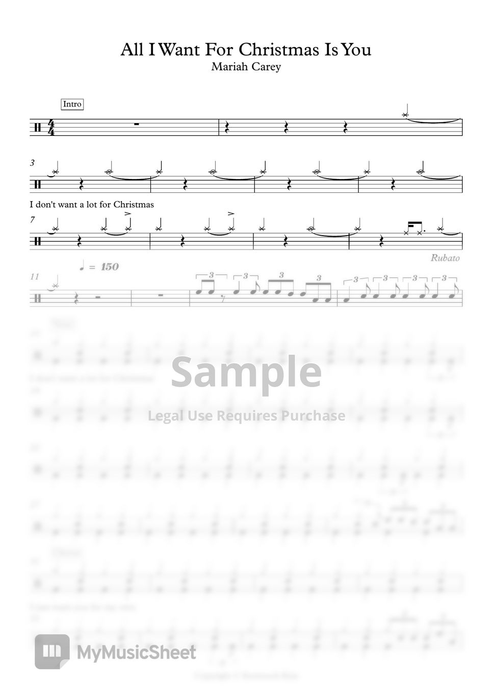 Mariah Carey - All I Want For Christmas Is You (드럼악보) Sheet Music by ...