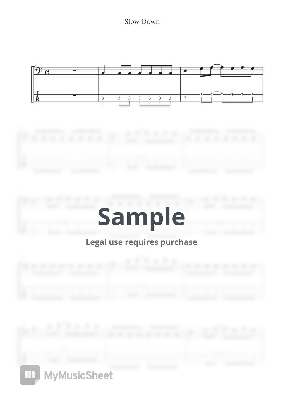 The Beatles - Slow Down (Bass) Sheet Music by Ryohei Kanayama