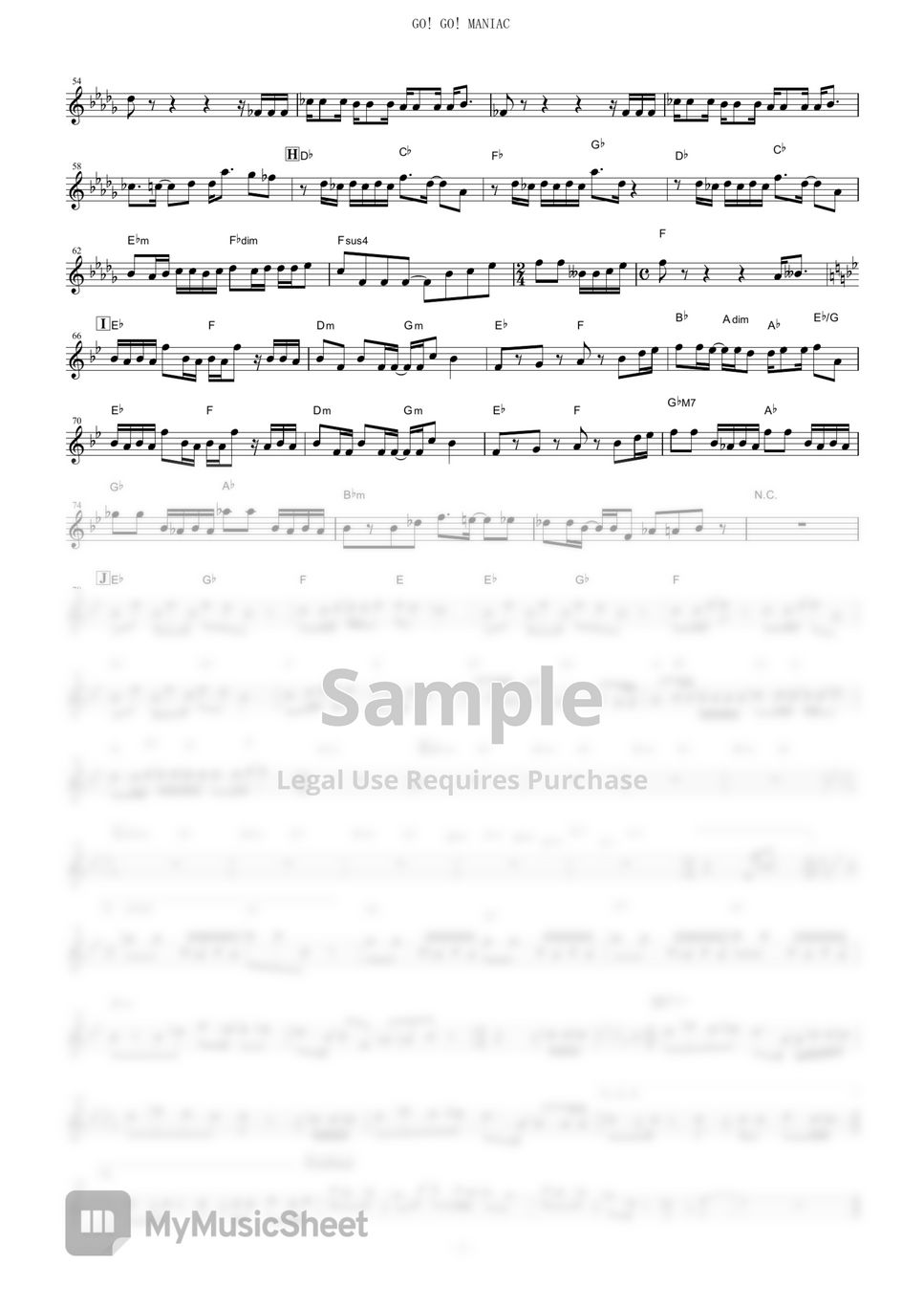 K-On!! - GO! GO! MANIAC (in Bb) Sheets