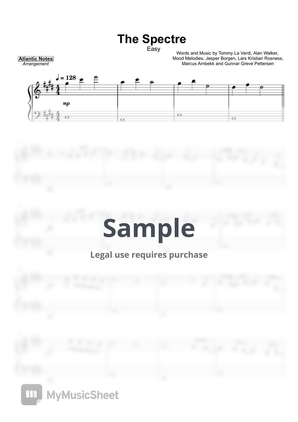 Alan Walker - The Spectre Sheets by Atlantic Notes