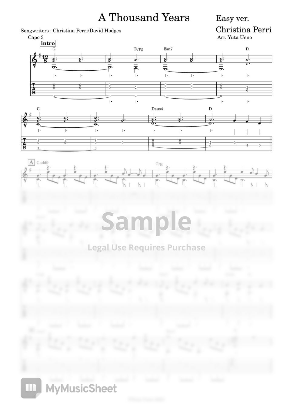 Thousand Years Guitar Tab