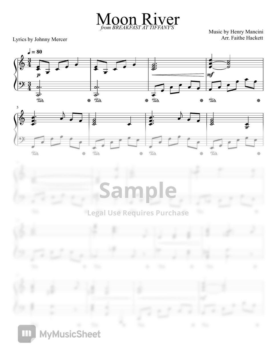 Audrey Hepburn - MOON RIVER Sheet Music by Audrey Hepburn