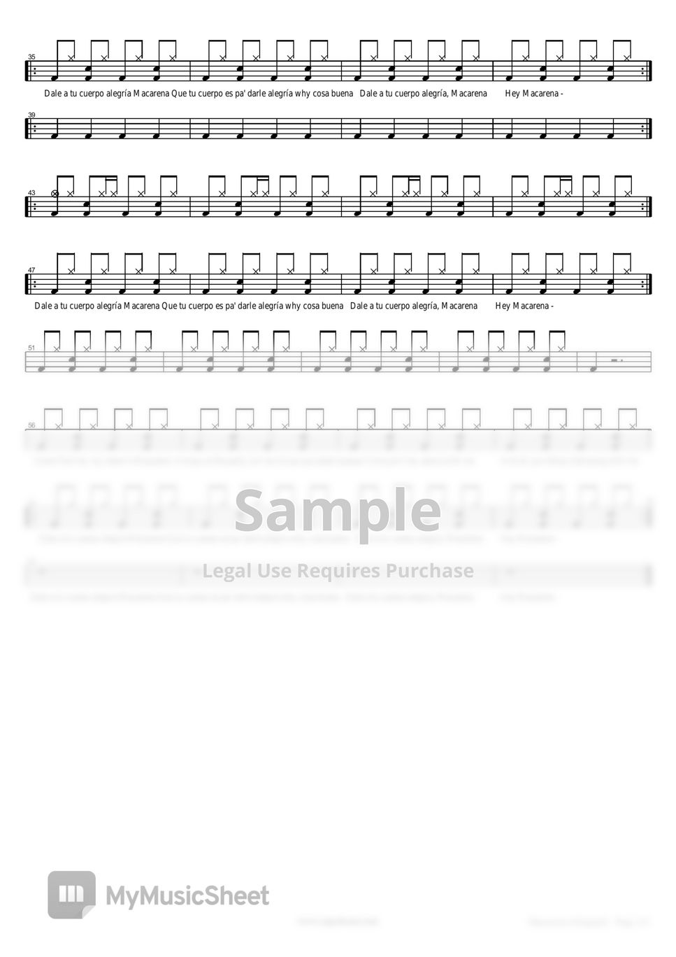 Los Del Rio - Macarena 樂譜 by COPYDRUM