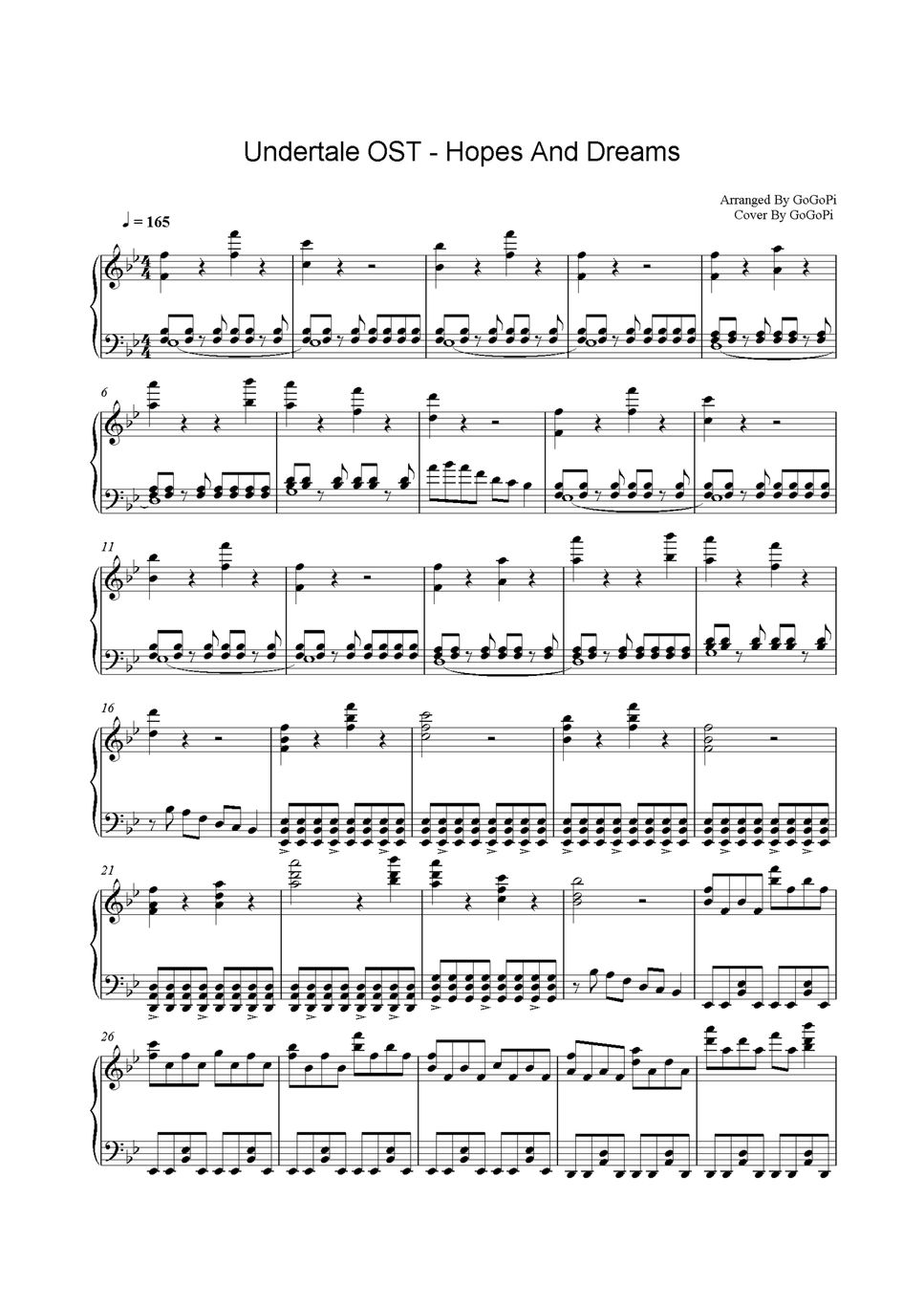 Undertale OST - Hopes And Dreams (Piano Version) Sheets by GoGoPiano