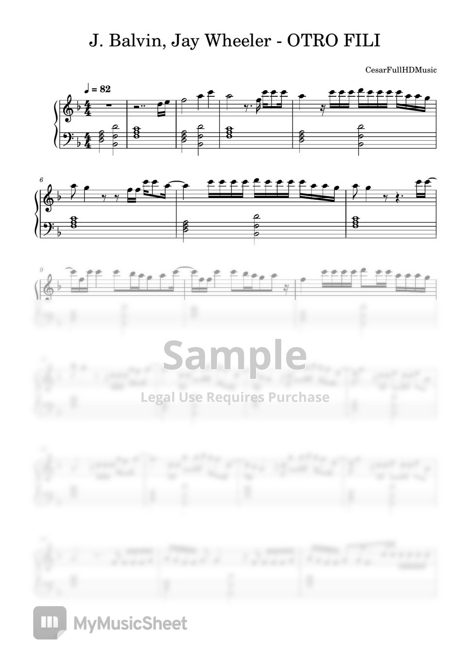 Jay Wheeler,J Balvin - OTRO FILI Sheet Music