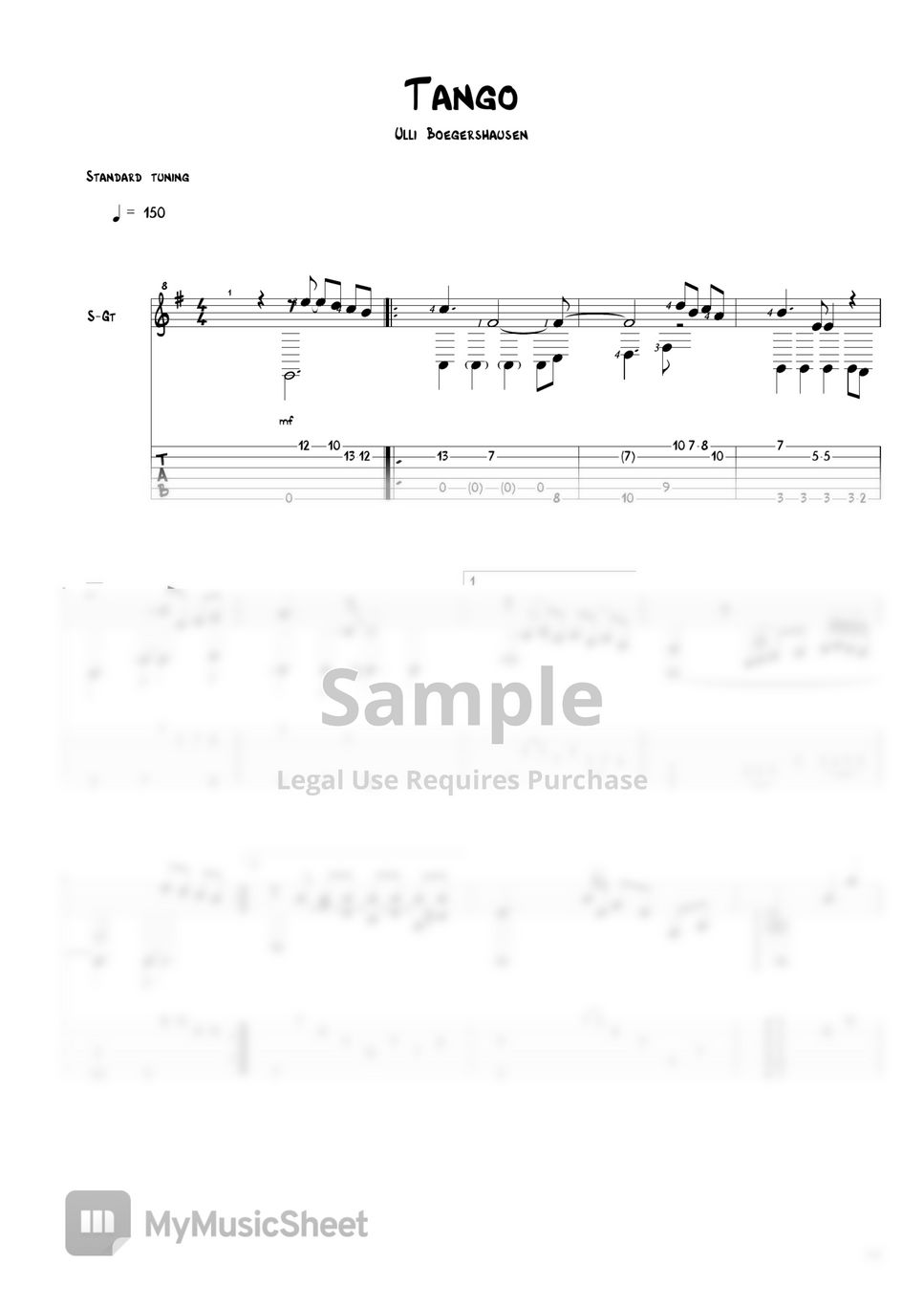 Ulli Boegershausen - Tango Tab + 1staff by Agape Guitar