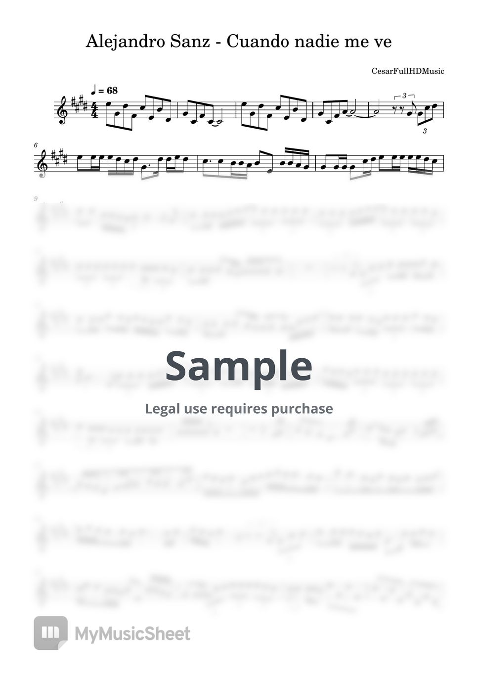 Alejandro Sanz - Cuando nadie me ve Sheets