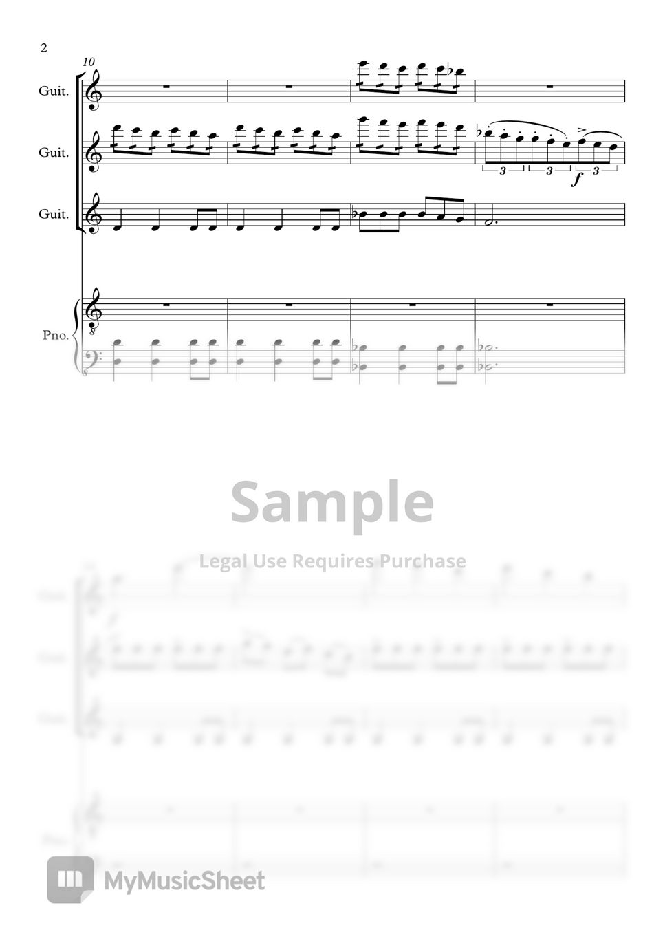 Christopher Larkin - Hornet theme (Classical guitar cuartet) Sheet Music by Tuvi_guitar