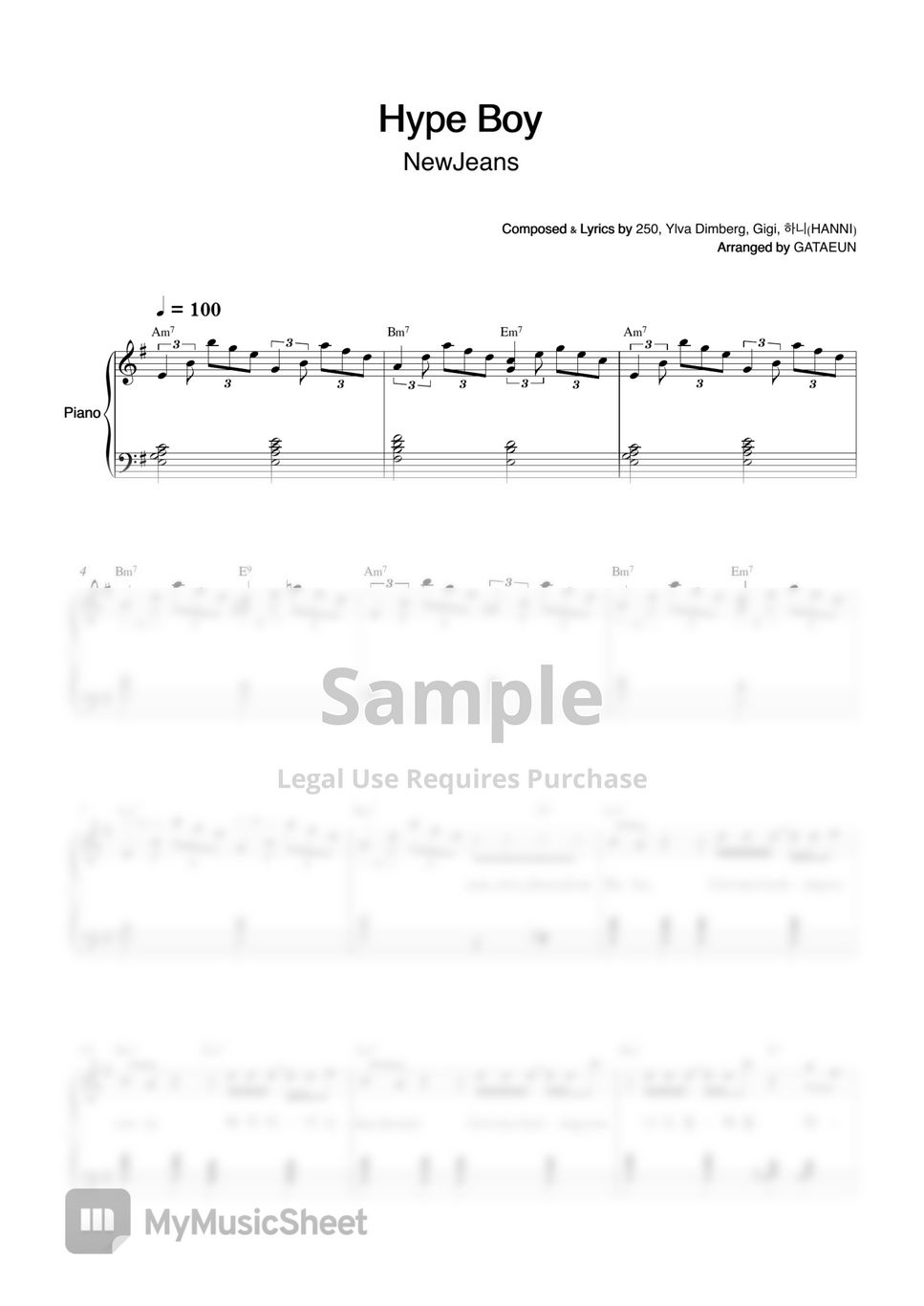 NewJeans (뉴진스) - Hype Boy 악보 by GATAEUN