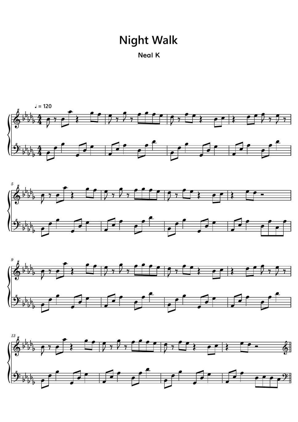 Neal K (닐케이) - Night Walk (Sheet Music, MIDI,) 악보 by sayu