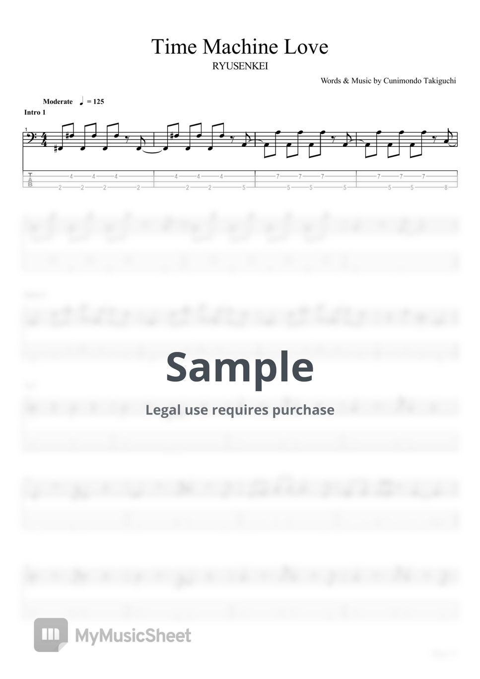 RYUSENKEI - Time Machine Love【Bass TAB】 (HachimitsuYoghourt) Tab ...
