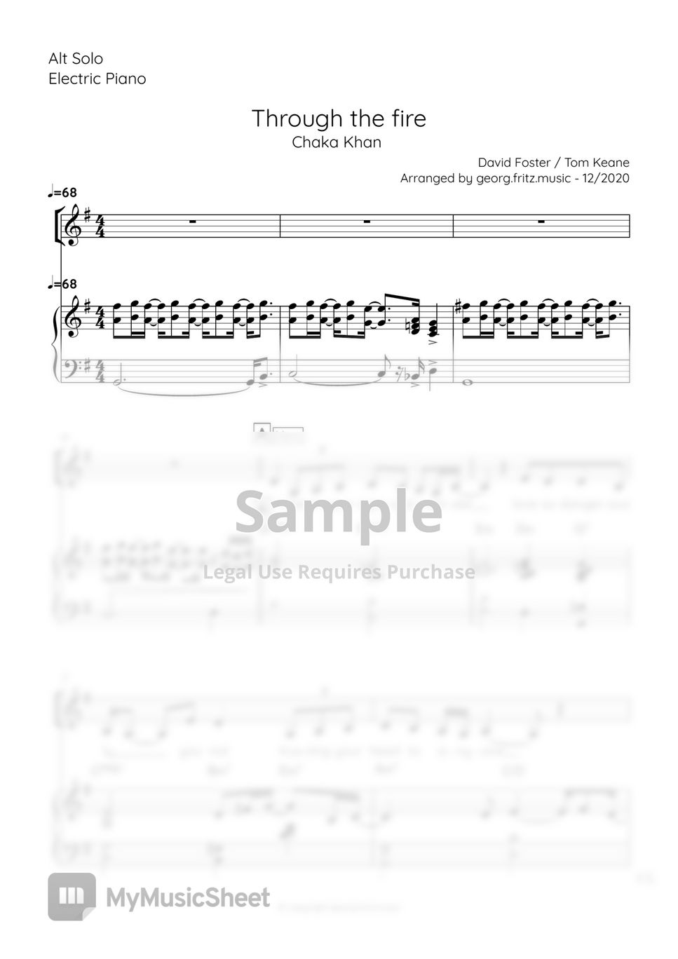 Chaka Khan Through The Fire Piano And Vocal 악보 By Georg Fritz Music