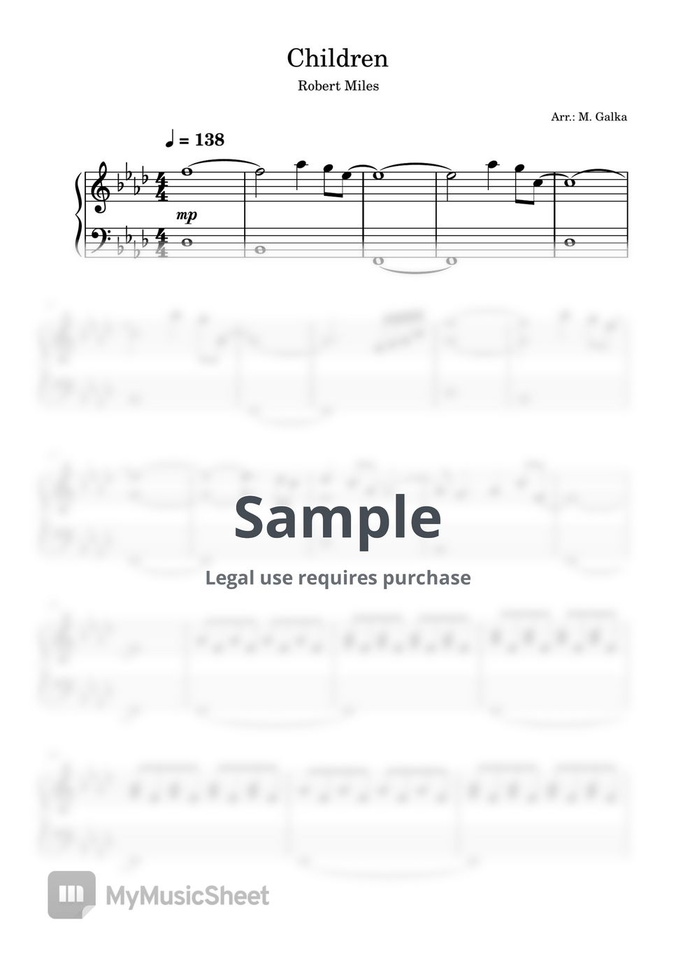 Robert Miles - Children Sheet Music by M. Galka