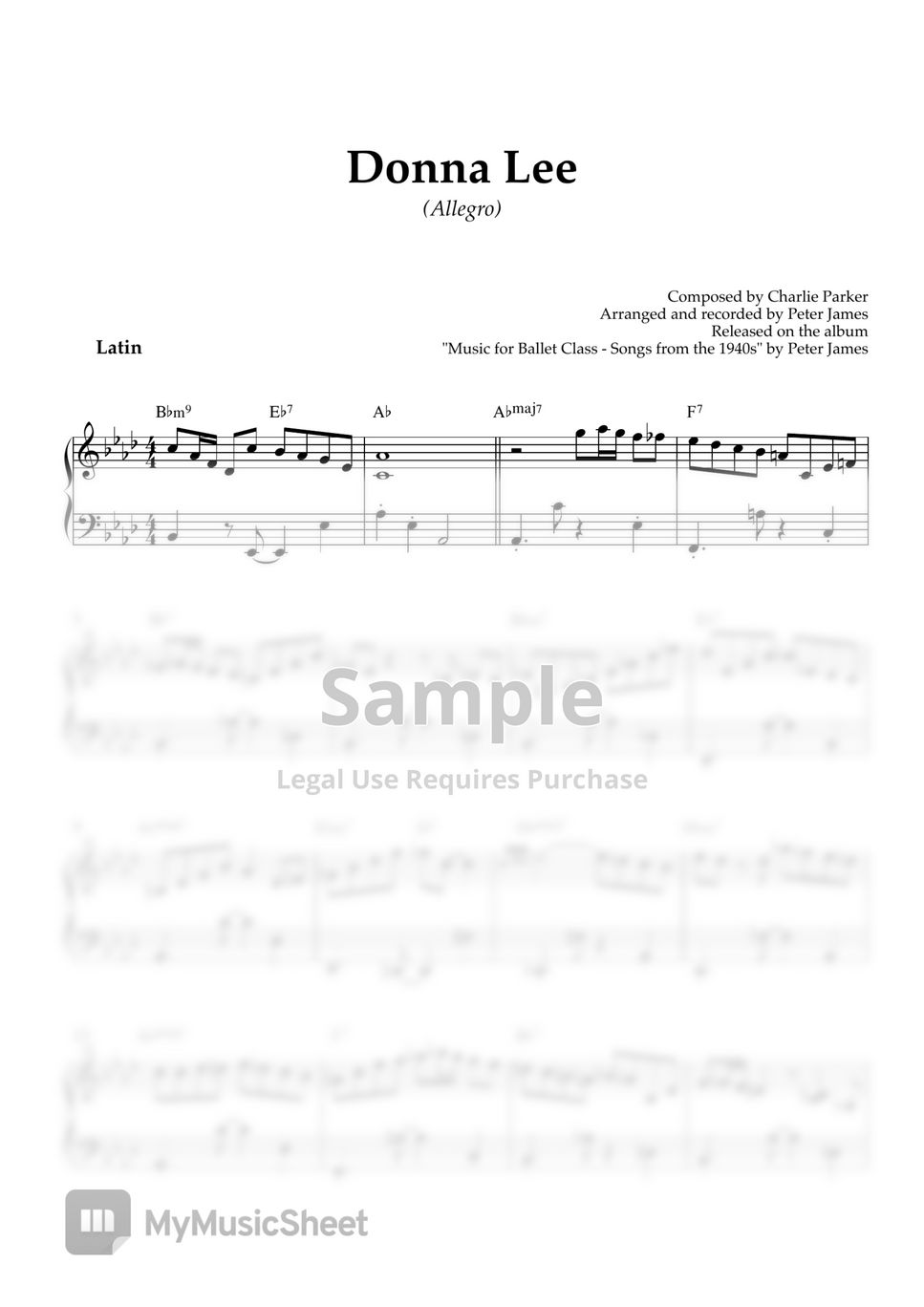 Charlie Parker - Donna Lee 樂譜 by Peter James