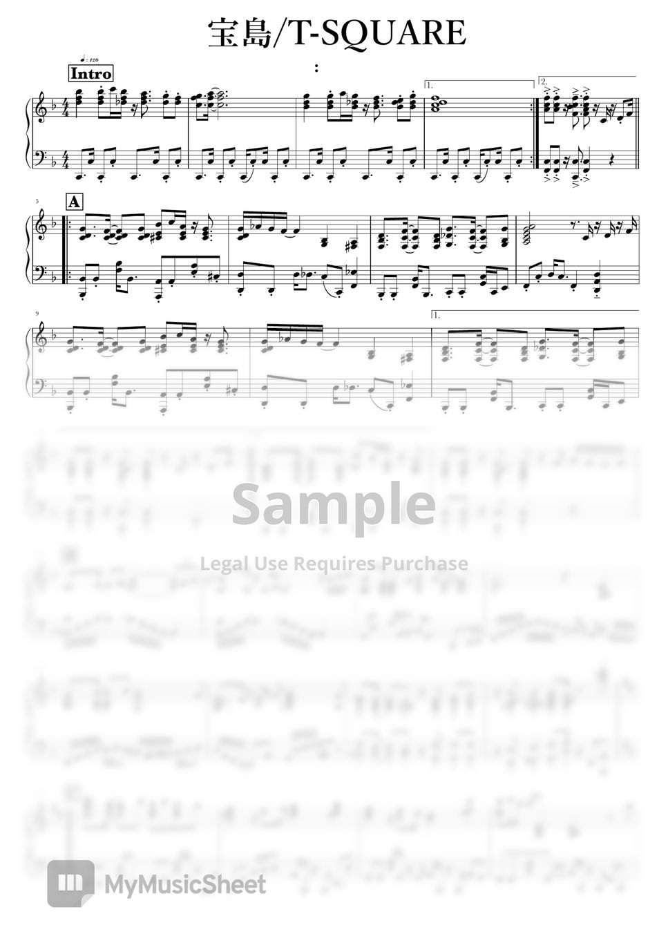 T-SQUARE - 宝島 Sheet Music by Eri Nagayama