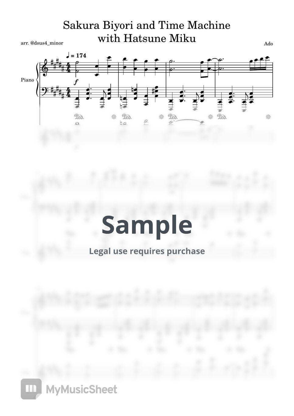 Ado - Sakura Biyori and Time Machine with Hatsune Miku (chorus only) 악보 ...