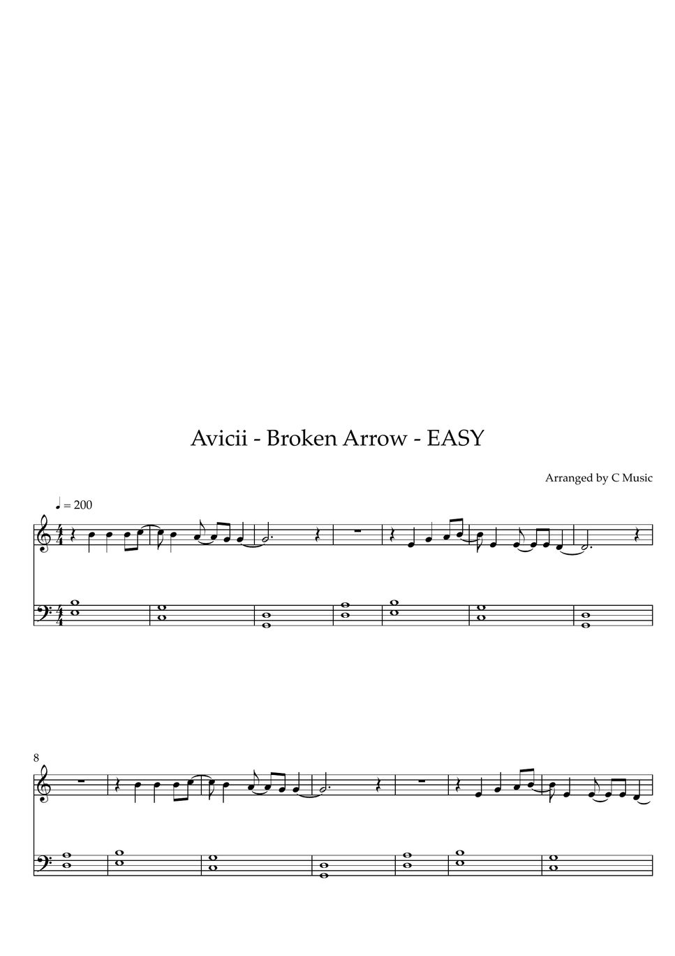 Avicii - Broken Arrows (Easy Version) Sheet by C Music