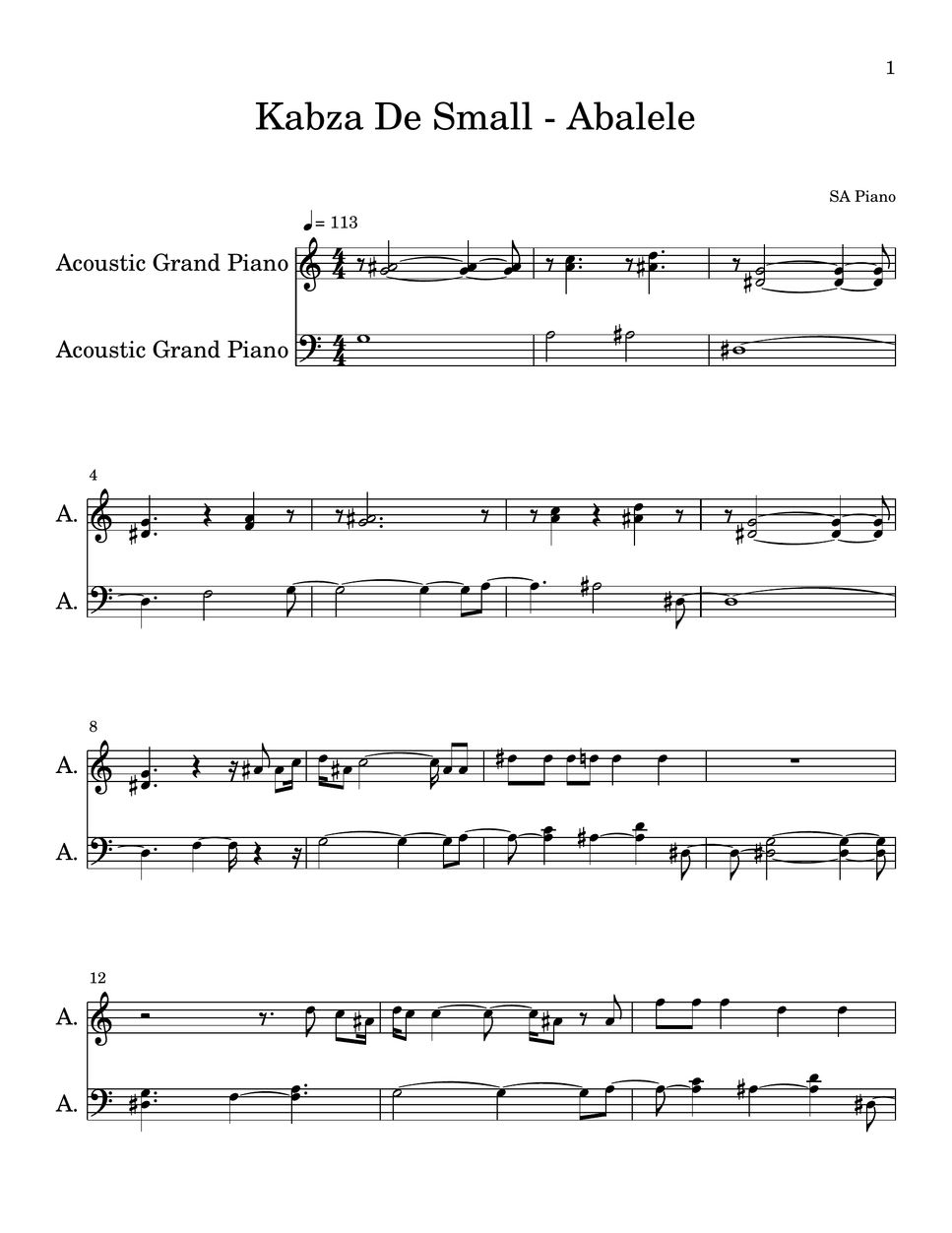 Kabza De Small - Abalele (PIANO SHEET) Sheets by SA Piano