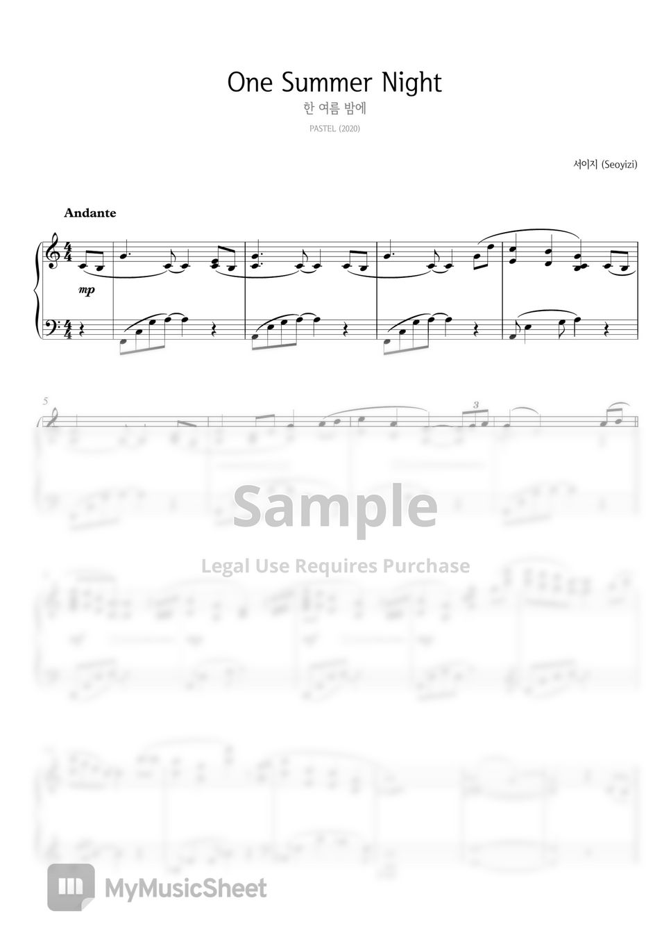 Seoyizi - One Summer Night Partitura