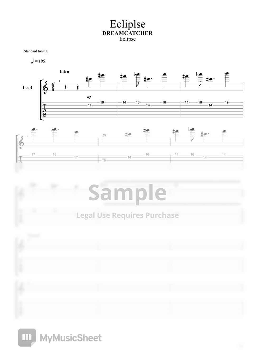 Dreamcatcher - Eclipse Sheet Music