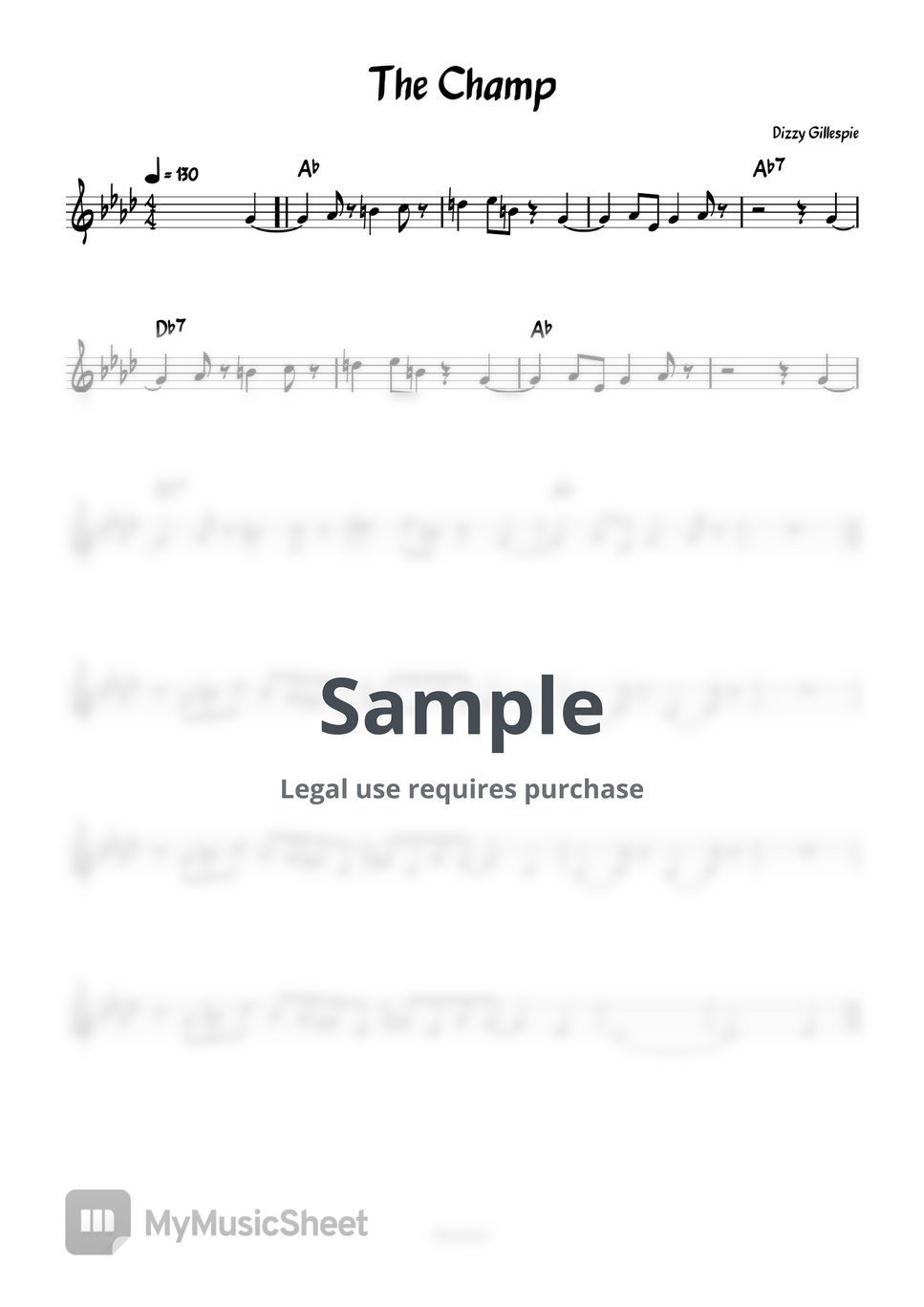 Dizzy Gillespie - The Champ Sheet Music by Won, Jong Hwa