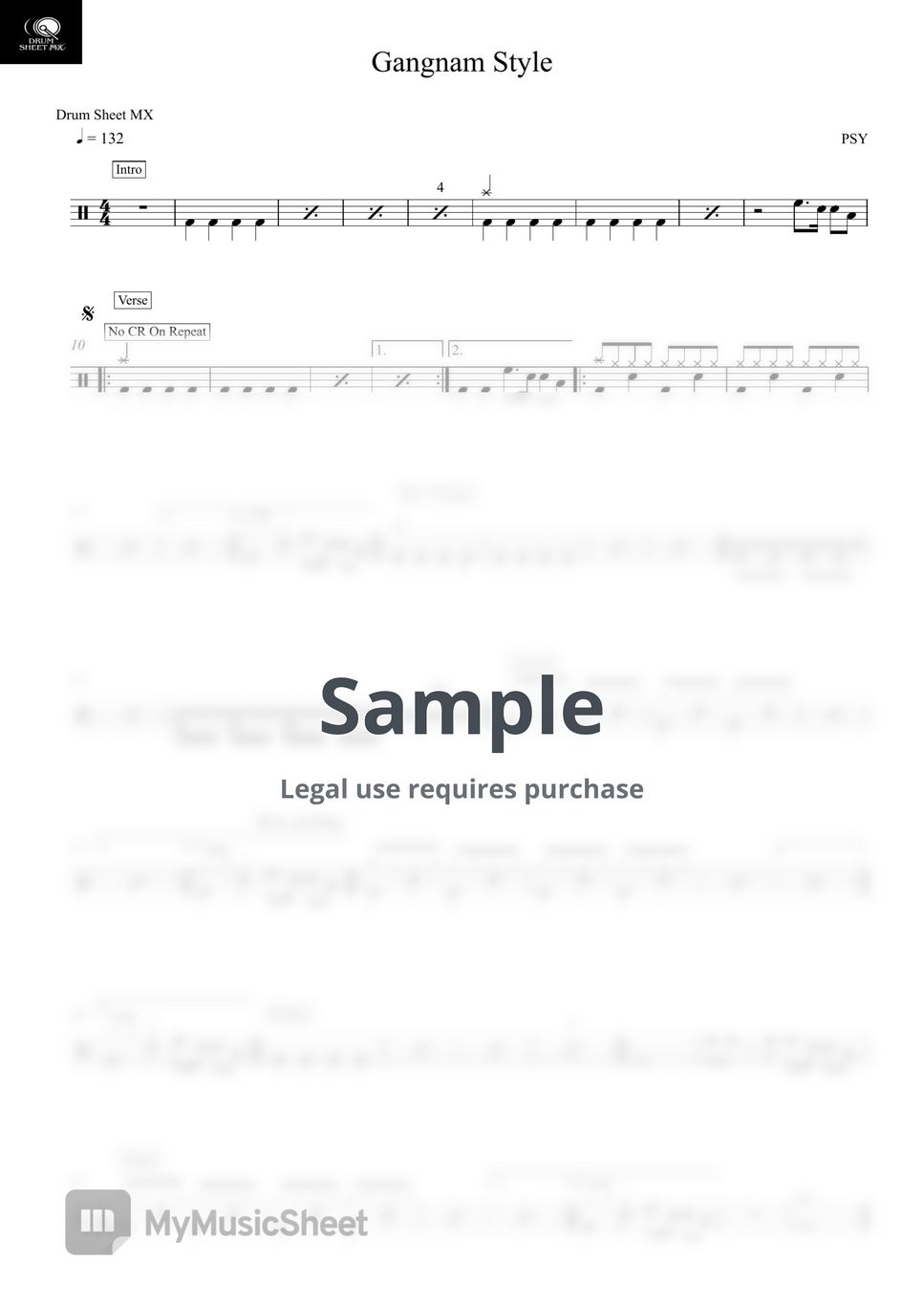 PSY - Gangnam Style Sheet Music by Drum Sheet MX