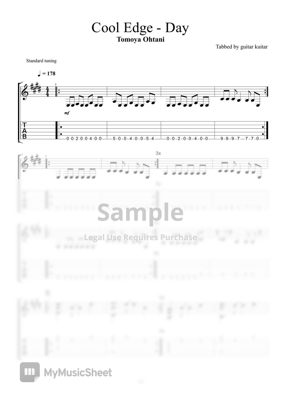 Sonic Unleashed - Cool Edge - Day (Guitar TAB) Partitura by guitar kuitar