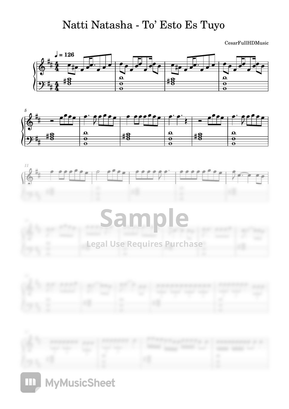 Natti Natasha - To’ Esto Es Tuyo Sheets