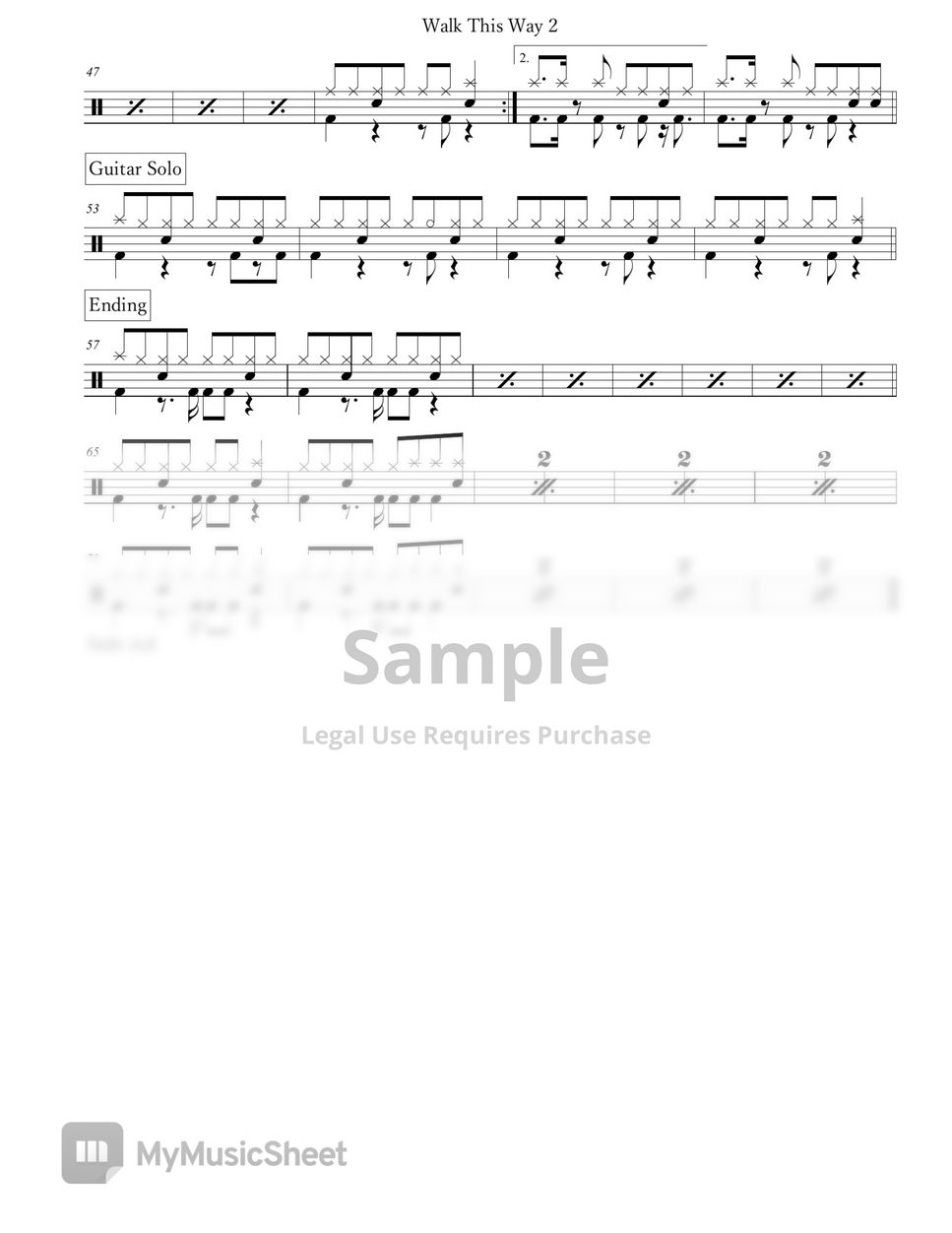 Aerosmith - Walk This Way Sheets by Arkadia Drums