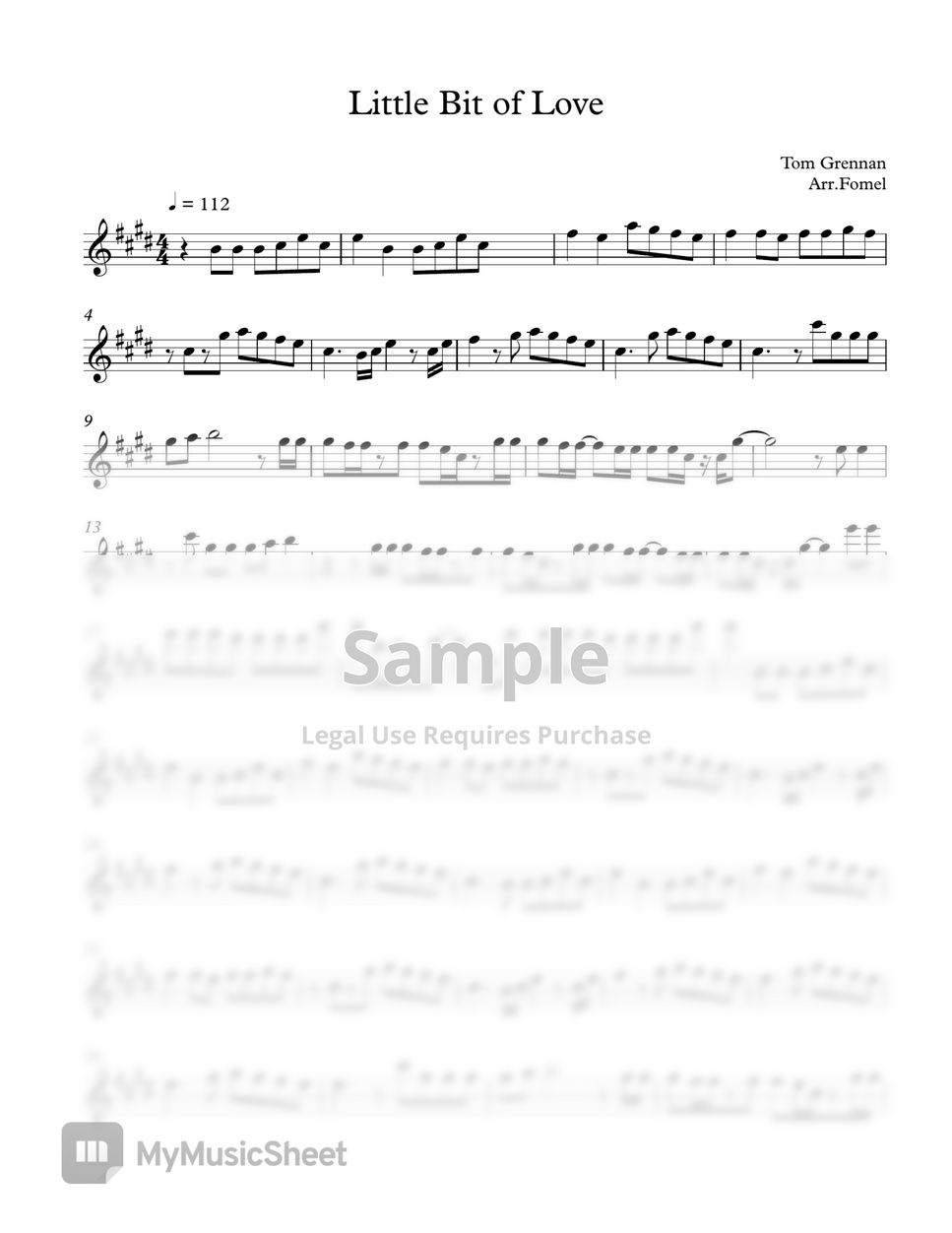 Tom Grennan - Little Bit of Love Лист by Fomel Flute