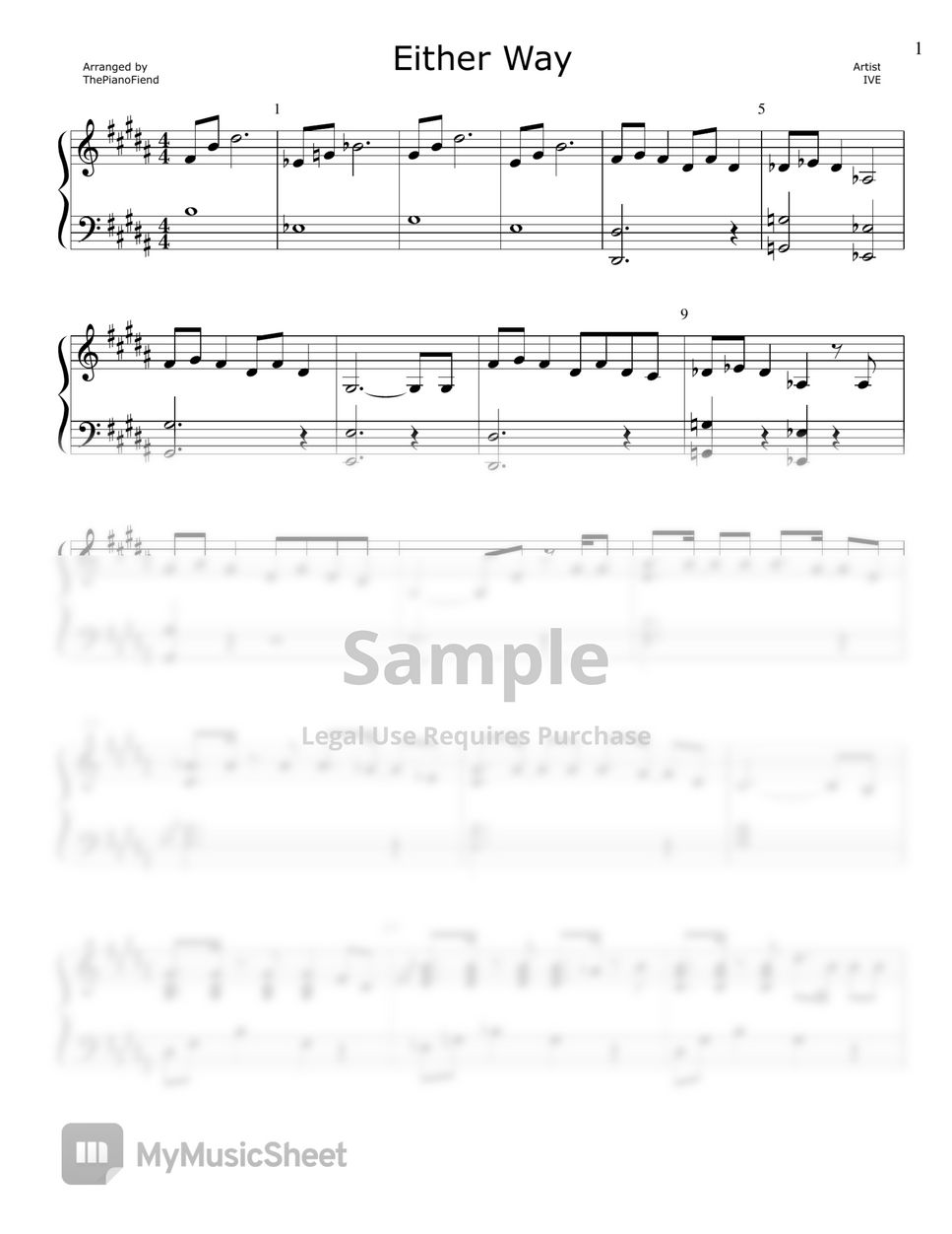 IVE - Either Way Sheet Music by ThePianoFiend