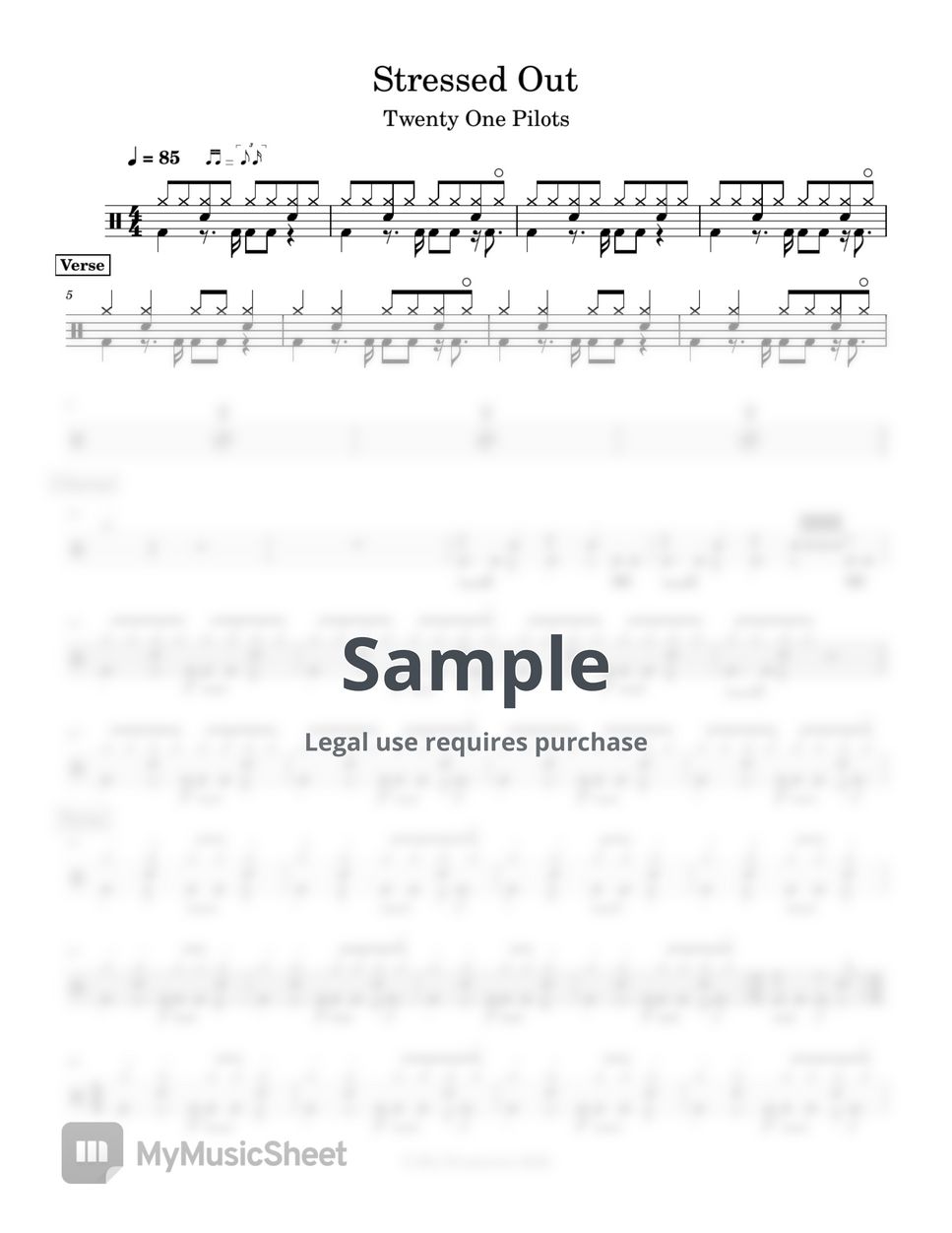 Twenty One Pilots - Stressed Out Sheets by Zhi Drumscore