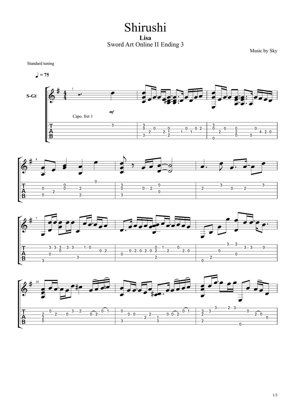 LiSA - Shirushi シルシ Sheet by Sky