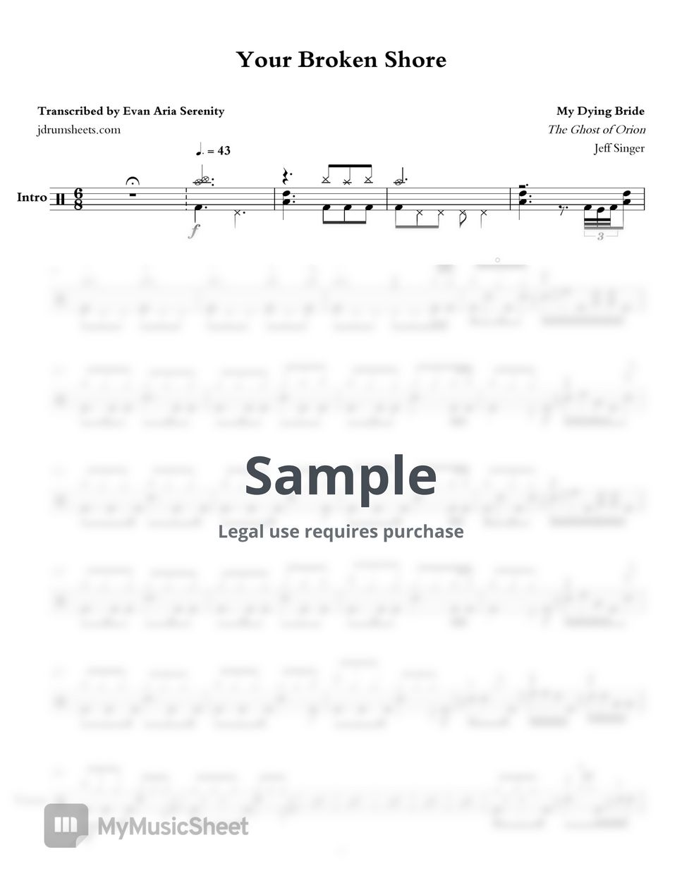 My Dying Bride - Your Broken Shore Sheets by Jaslow Drum Sheets