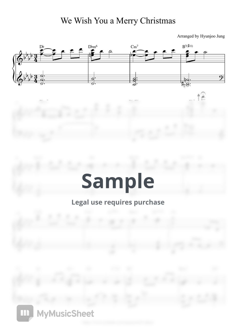 Christmas Carol - We Wish You a Merry Christmas (Piano solo) Sheet ...