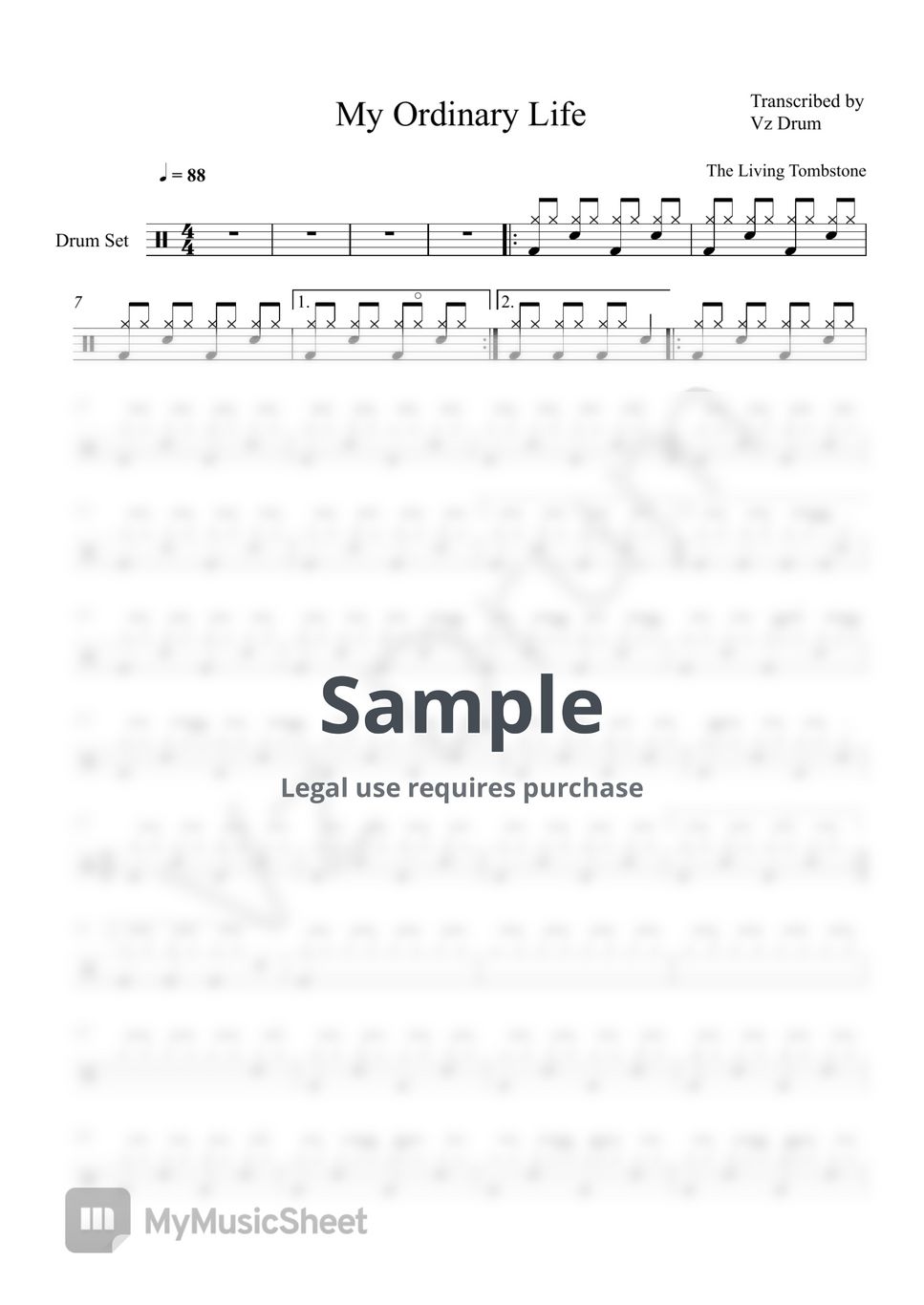 The Living Tombstone - My Ordinary Life Sheets by Vz Drum
