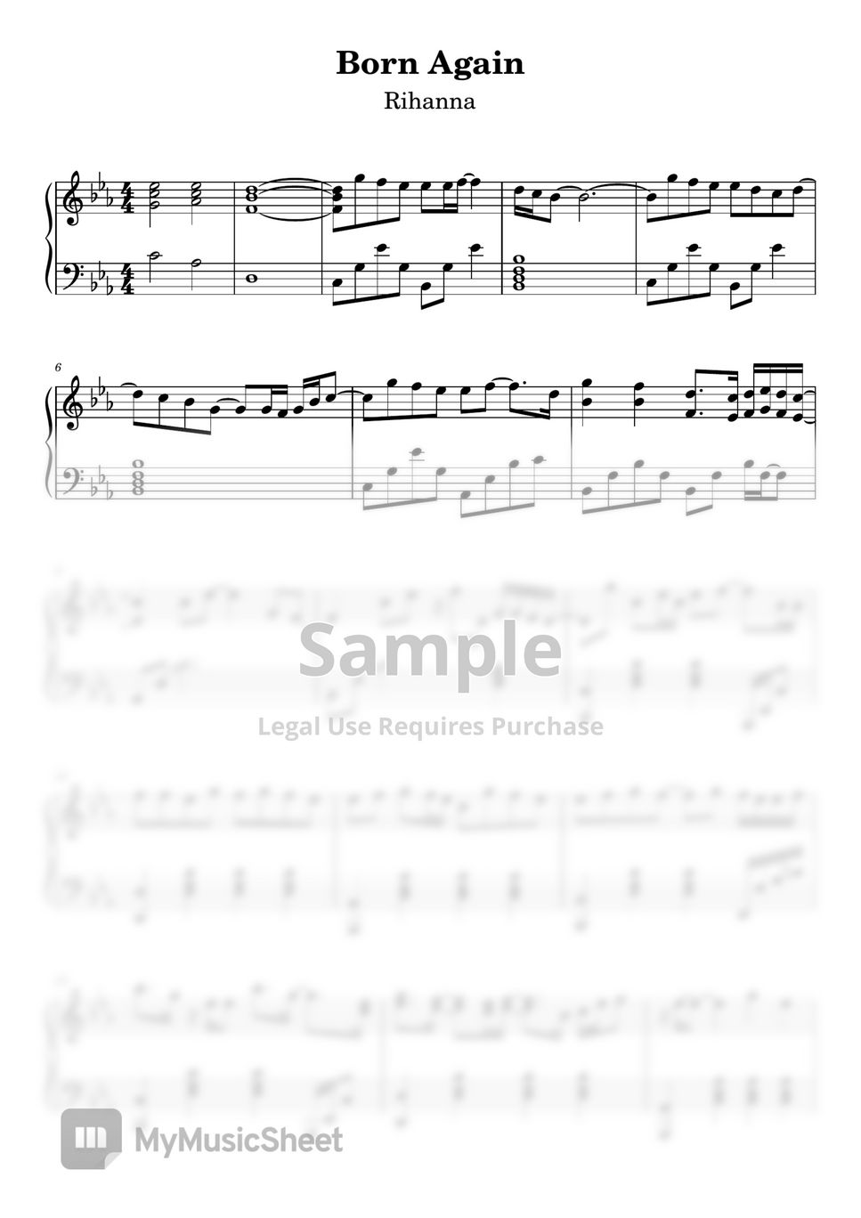 Rihanna - Born Again 楽譜 by Piano Go Life
