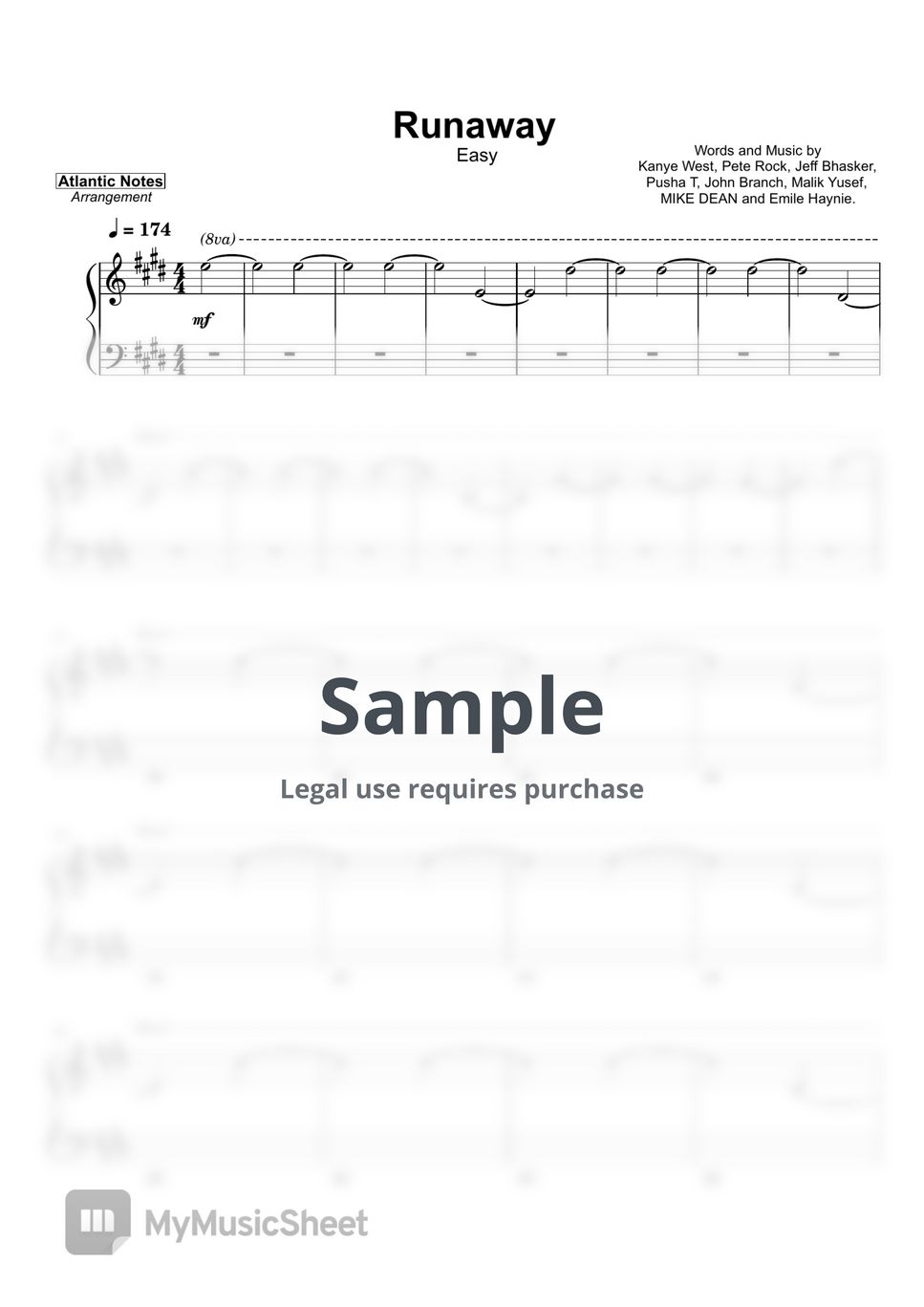 Kanye West - Runaway Partition musicale by Atlantic Notes