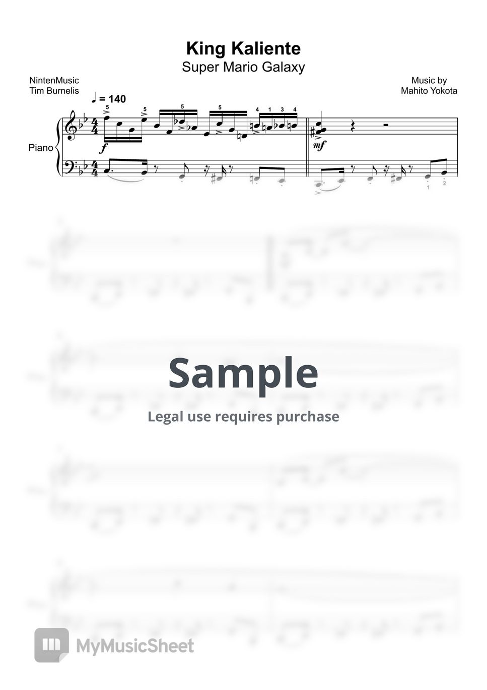 Super Mario Galaxy - King Kaliente Sheets by Tim Burnelis