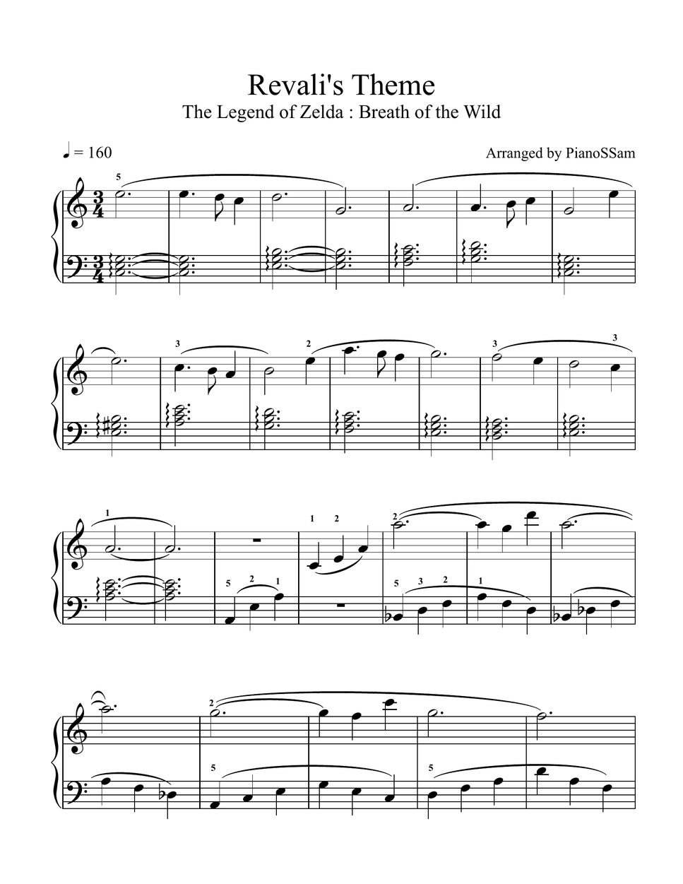The Legend of Zelda : Breath of the Wild - Revali's Theme (Level 3) Sheets by PianoSSam